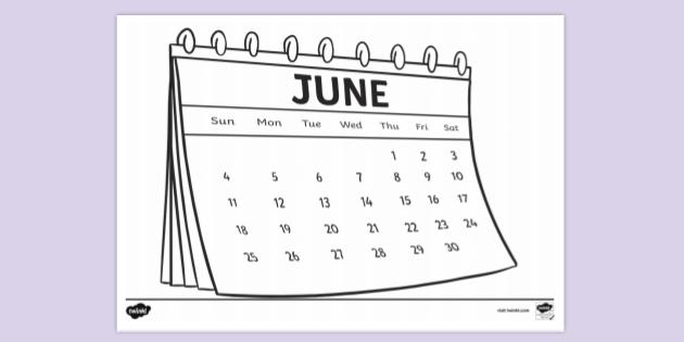 FREE! - Colouring Page for the Month of June | Colouring Sheets