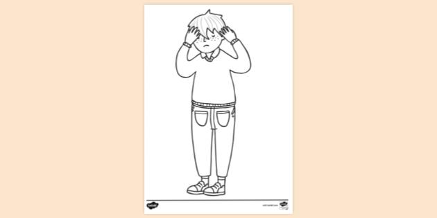 FREE! - Embarrassed Boy Colouring | Colouring Sheet