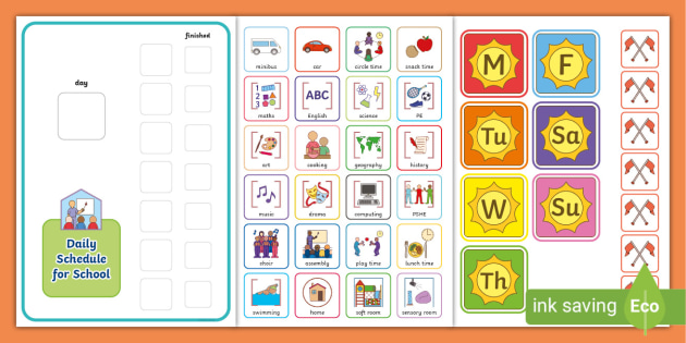 Twinkl Symbols: Daily Schedule for School (teacher made)