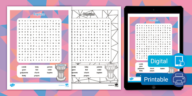 Baptism Word Search (teacher made)
