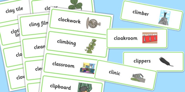 Two Syllable CL Word Cards (teacher made)