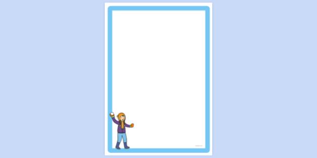 FREE! - Simple Blank Girl Throwing a Snowball Page Border | Twinkl