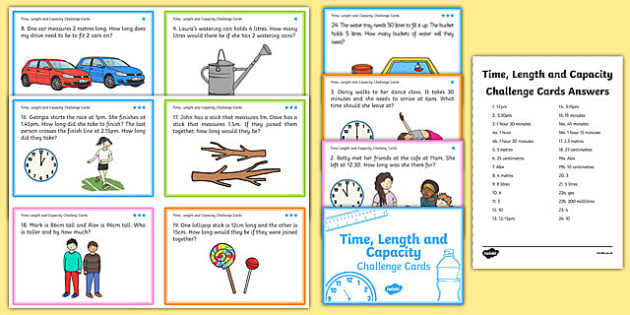 Time Capacity And Length Word Problem Cards teacher Made 