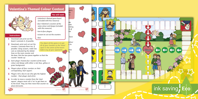 Valentine-Themed Colour Contest Game (teacher made)