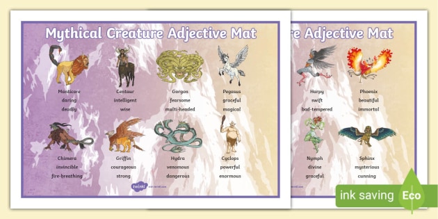 Mythical Creature Adjective Mat Teacher Made 
