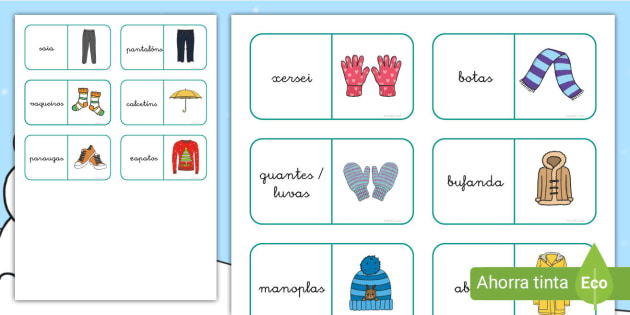 Dominó: A roupa de inverno - Galego (teacher made)