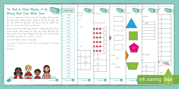 The Back to School Mystery of the Missing Pencil Cases Maths Game