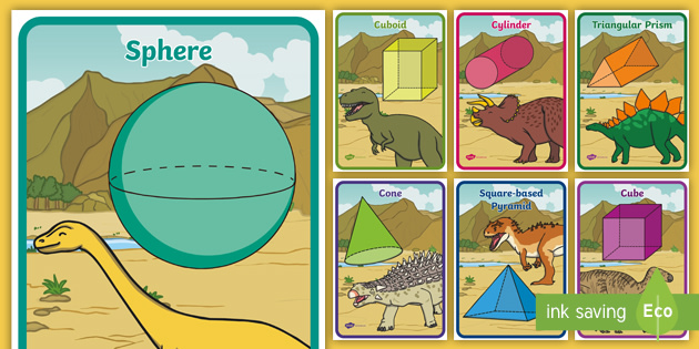 Dinosaurs Themed 3D Shape Posters
