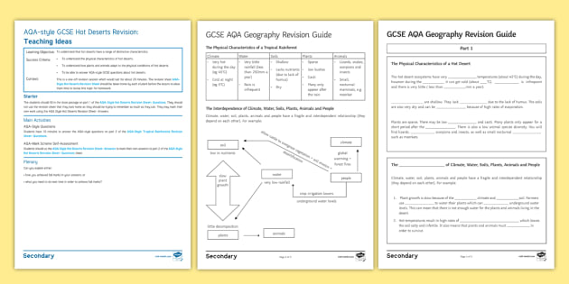 AQA-Style Hot Desert Revision Sheet Activity Pack