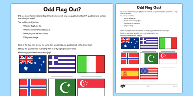 Odd Flag Out Quadrilateral Recognition Worksheet / Worksheet