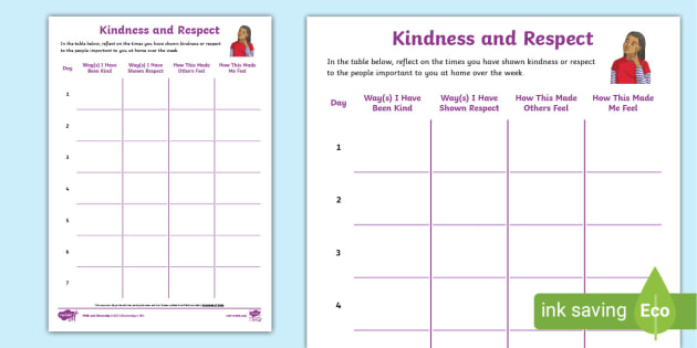 Kindness and Respect Daily Log (teacher made)
