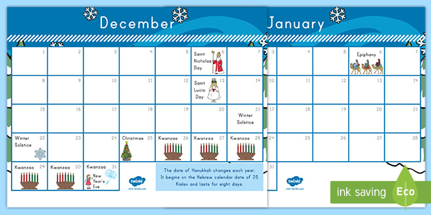 Holidays Around the World Calendar (teacher made)