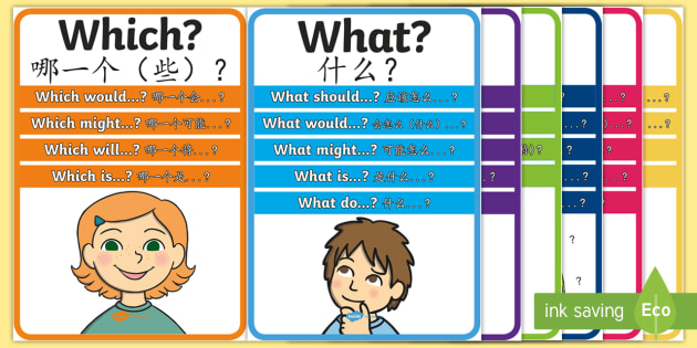 Question Words Poster Pack English/Mandarin Chinese