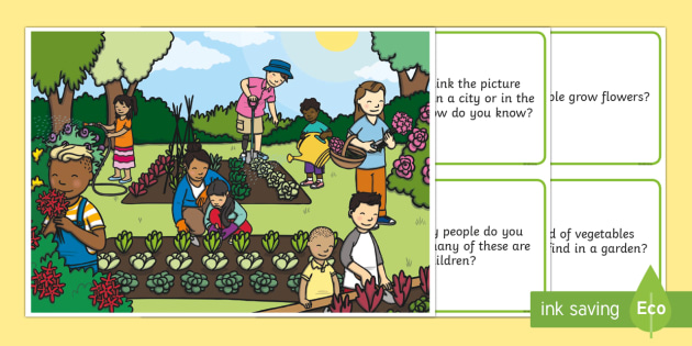 Spring Scene and Question Cards - Spring, First day of Spring, Writing