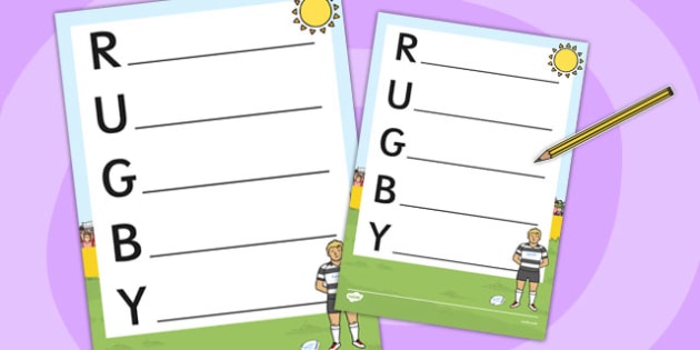 Rugby Acrostic Poem Template (teacher made)