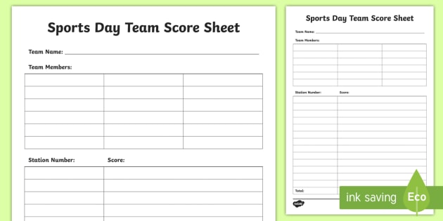 KS1 Sports Day Score Sheet Activity