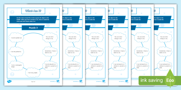 What Am I? School Object Guessing Activity Worksheets | CfE