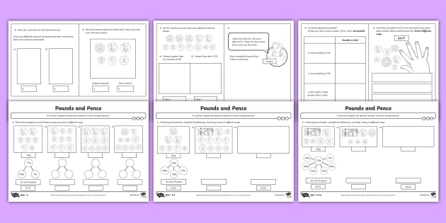 👉 Pounds and Pence Maths Differentiated Activity Sheets
