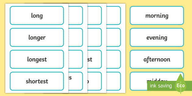 Time Topic word Cards