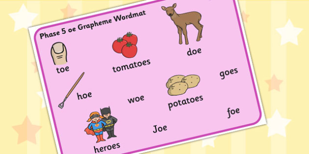 Phase 5 oe Grapheme Word Mat (teacher made)