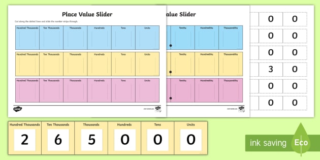 Horizontal Maths Place Value Slider Worksheet / Worksheet - Maths Place ...