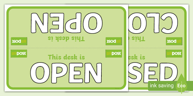 Post Office Open and Closed Desk Signs (teacher made)