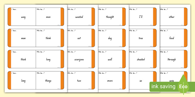 Sight Words - Orange Loop Cards (teacher made)