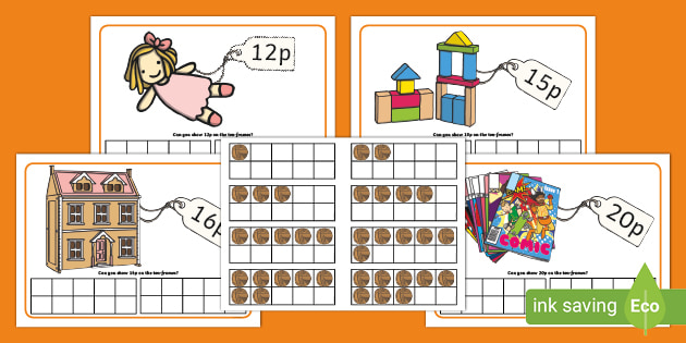 👉 Toy Shop Counting Pennies to 20 Matching Game