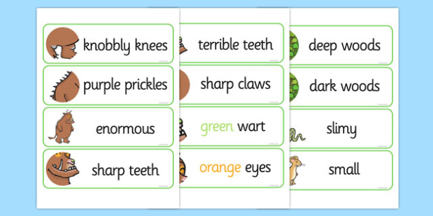 The Gruffalo Description Words Display - gruffalo, description