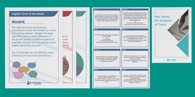 Text Analysis - Key Terms Pack - Beyond English - Secondary