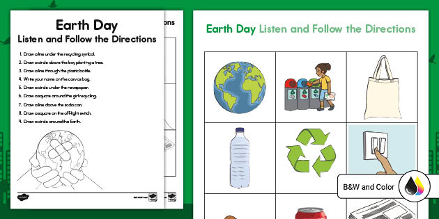 Earth Day Listen and Follow the Directions Activity