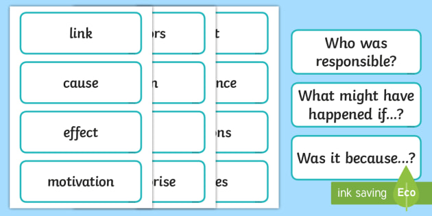 Cause and Effect Word Cards (teacher made)