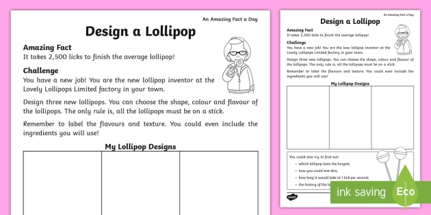 Design a Lollipop Worksheet / Worksheet (teacher made)