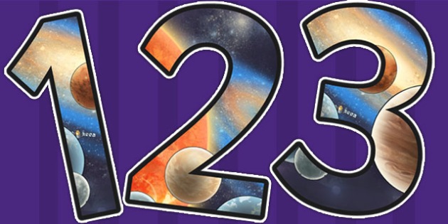 Space Themed Detailed Images Display Numbers (teacher made)