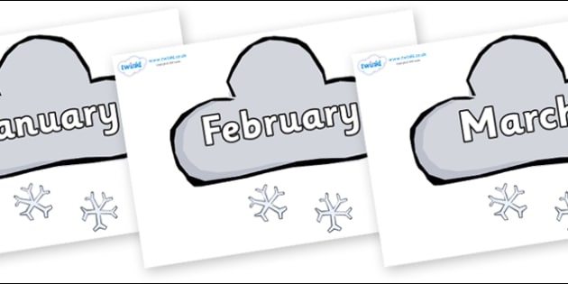 Months of the Year on Weather Symbols (Snow)