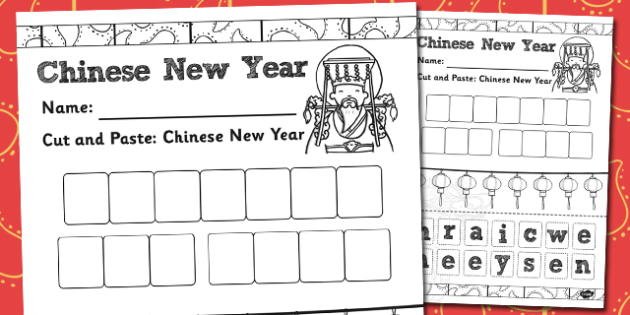 Cut and Paste Chinese New Year Sentence Worksheet / Worksheet