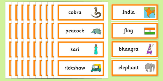 India Word Cards