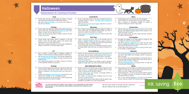 EYFS Halloween Continuous Provision Planning Ideas (Ages 2-4)
