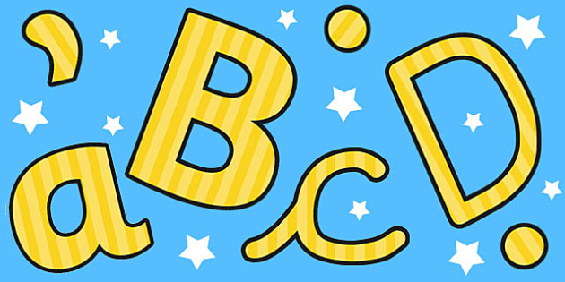 FREE! - Yellow Striped Themed A4 Display Lettering