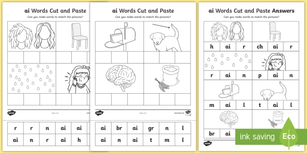 'ai' Cut and Stick Worksheet