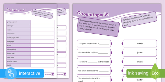 Worksheet Onomatopoeia • Twinkl.com.au