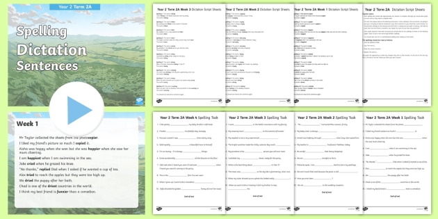 Year 2 Term 2A Spelling Dictation Sentences Activity Pack