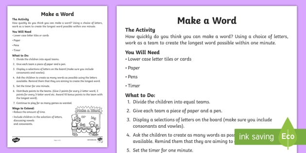 Making Words Activities | KS1 Make a Word Activity