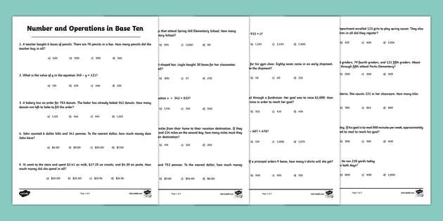 Third Grade Numbers and Operations in Base Ten Review