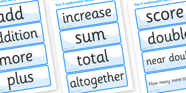 Calculation Vocabulary Cards (Year 5) - calculations, vocabulary, vocab