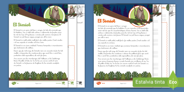 Comprensió lectora per nivells: El Simiot - Català