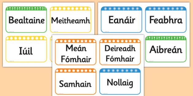 Irish Months of the Year Flashcards | Acmhainní Gaeilge