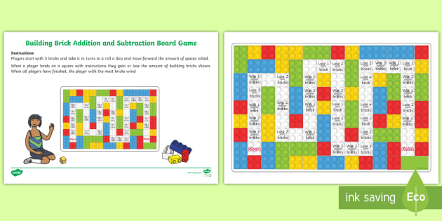 Building Brick Addition And Subtraction Board Game Building Brick Addition And Subtraction Board Game
