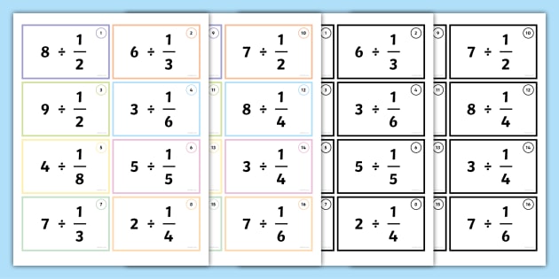 Dividing by Unit Fractions Task Cards (teacher made)