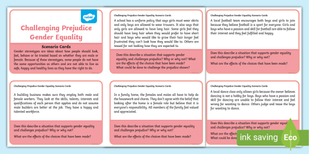 KS2 Gender Equality Activity for Children - Scenario Cards